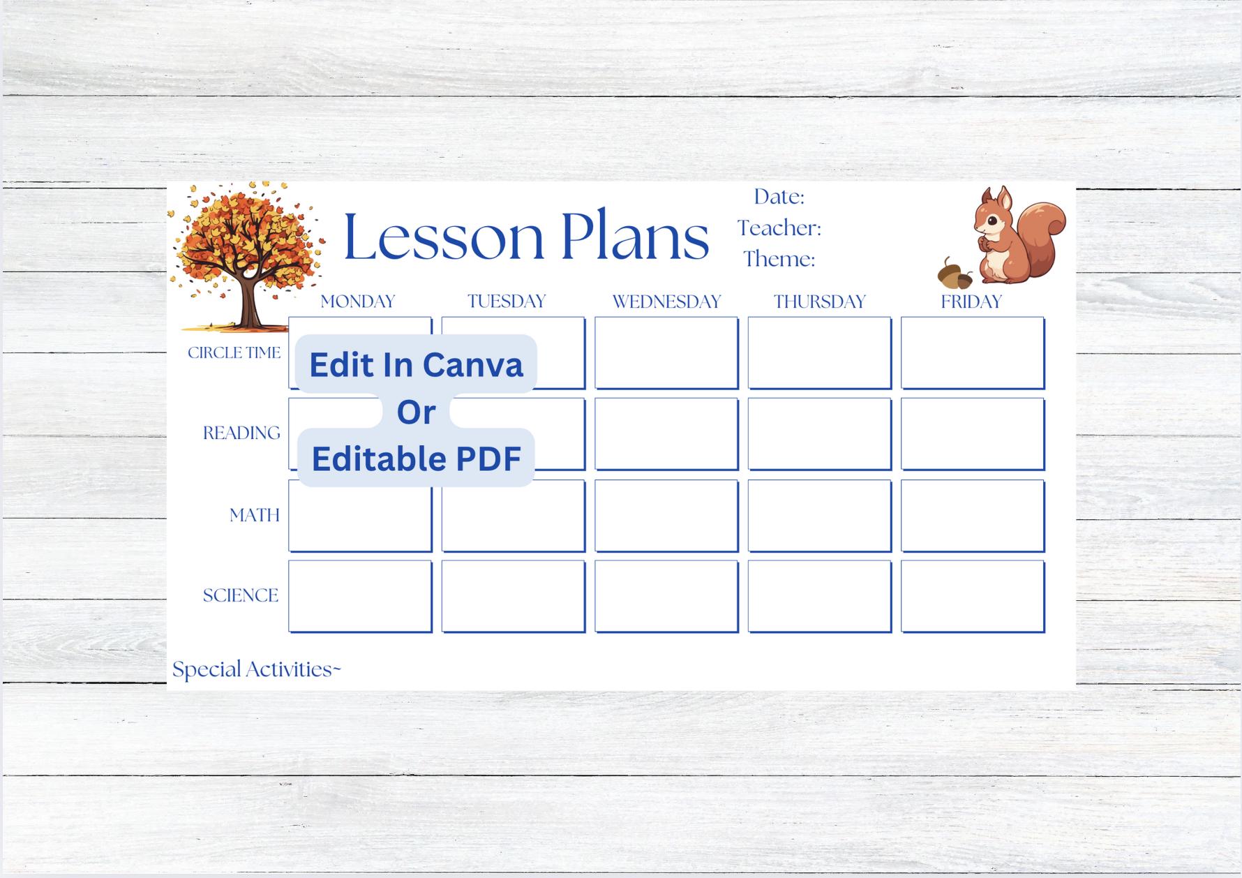 Daycare/preschool/pre~k/kindergarten/elementary Canva & PDF Editable ...