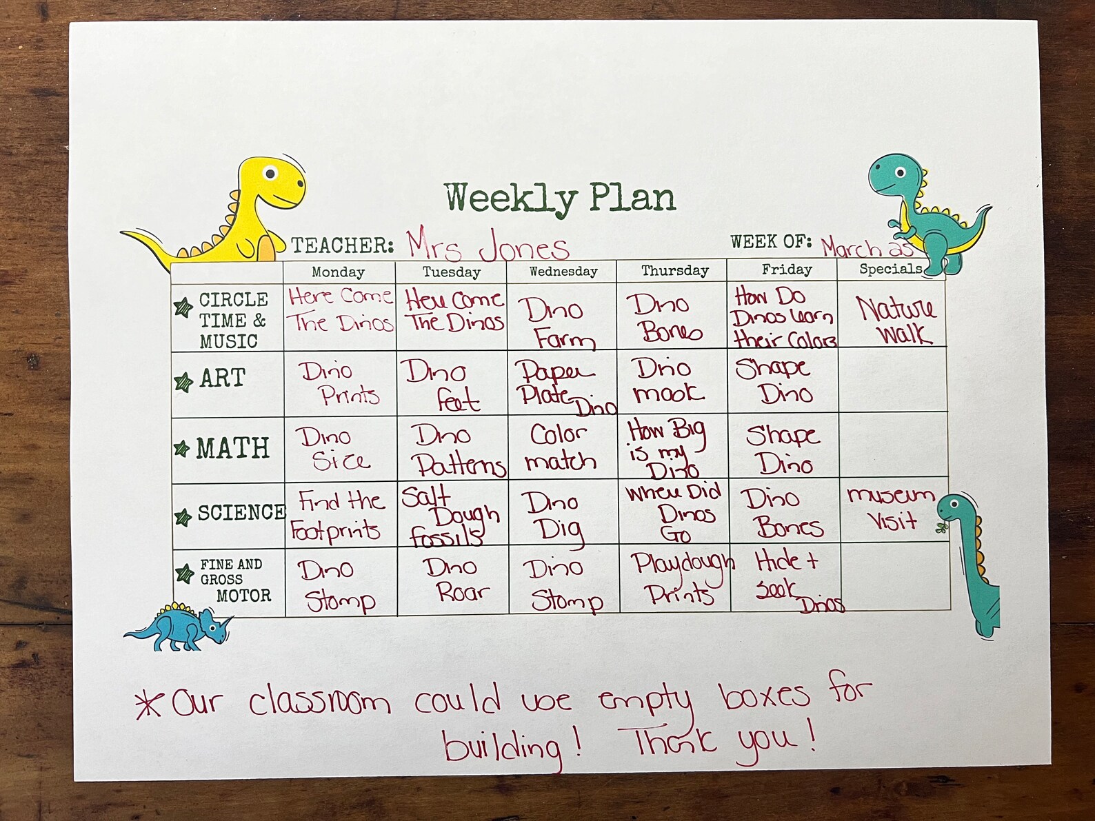 Dinosaur Weekly Lesson Plan Template: Editable PDF & Canva - Etsy