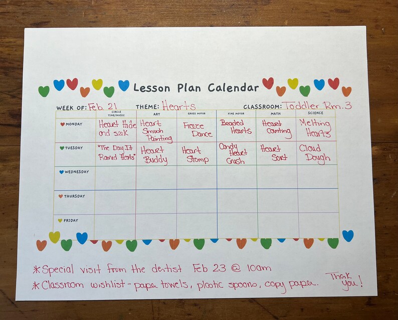 Daycare/preschool/pre~k/kindergarten/elementary Lesson Plan Template ...