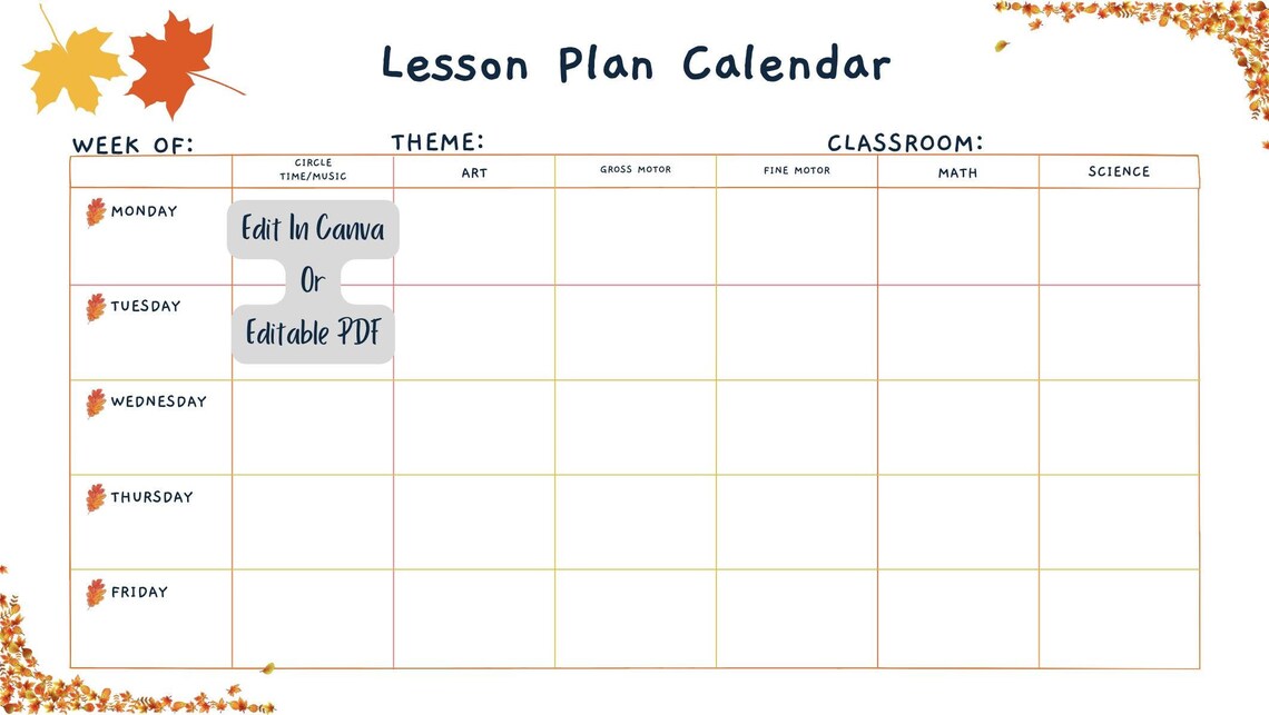 Daycare/preschool/pre~k/kindergarten/elementary Lesson Plan Template ...