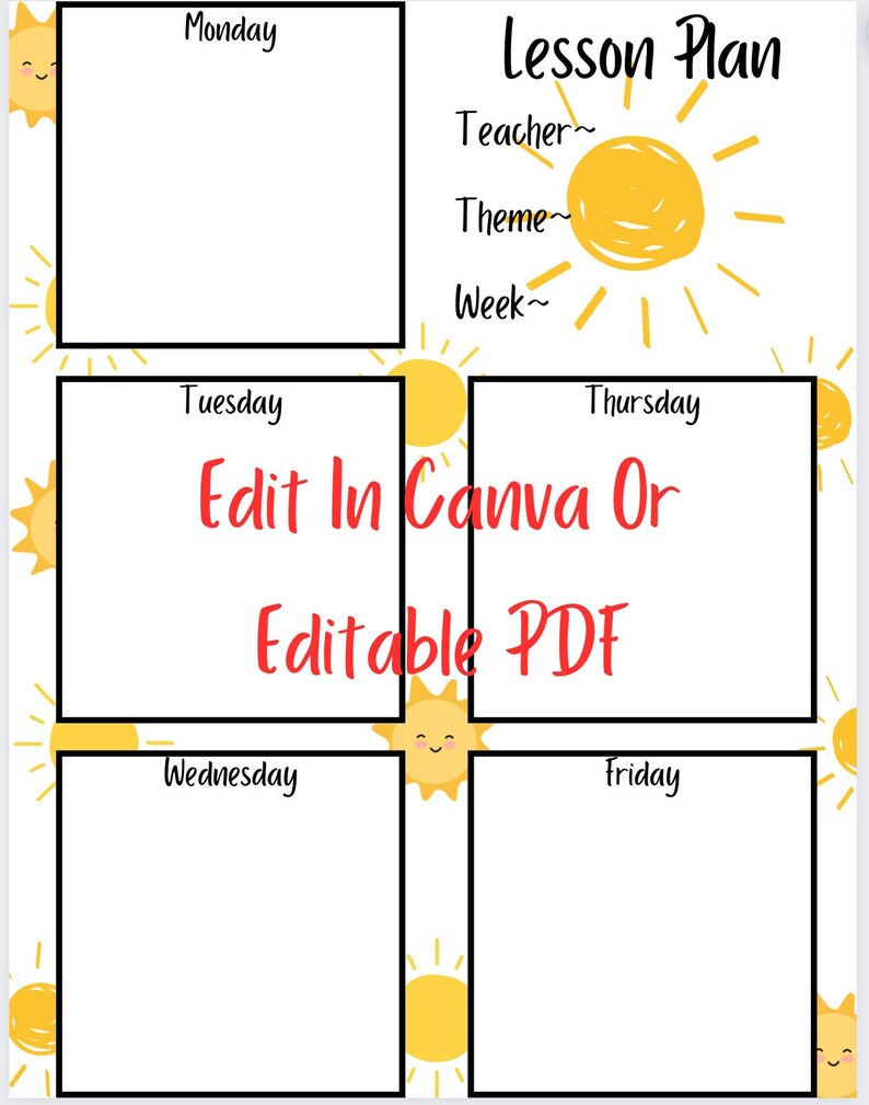 Daycare/preschool/pre~k/kindergarten/elementary Lesson Plan Template ...
