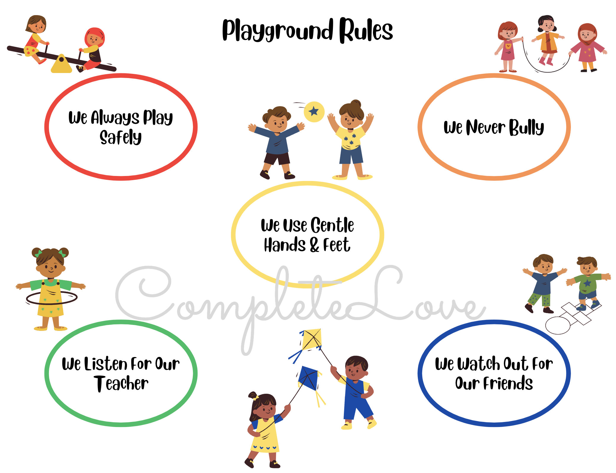 Classroom, Playground, Circle Time Rules Sign, Instant PDF Download ...
