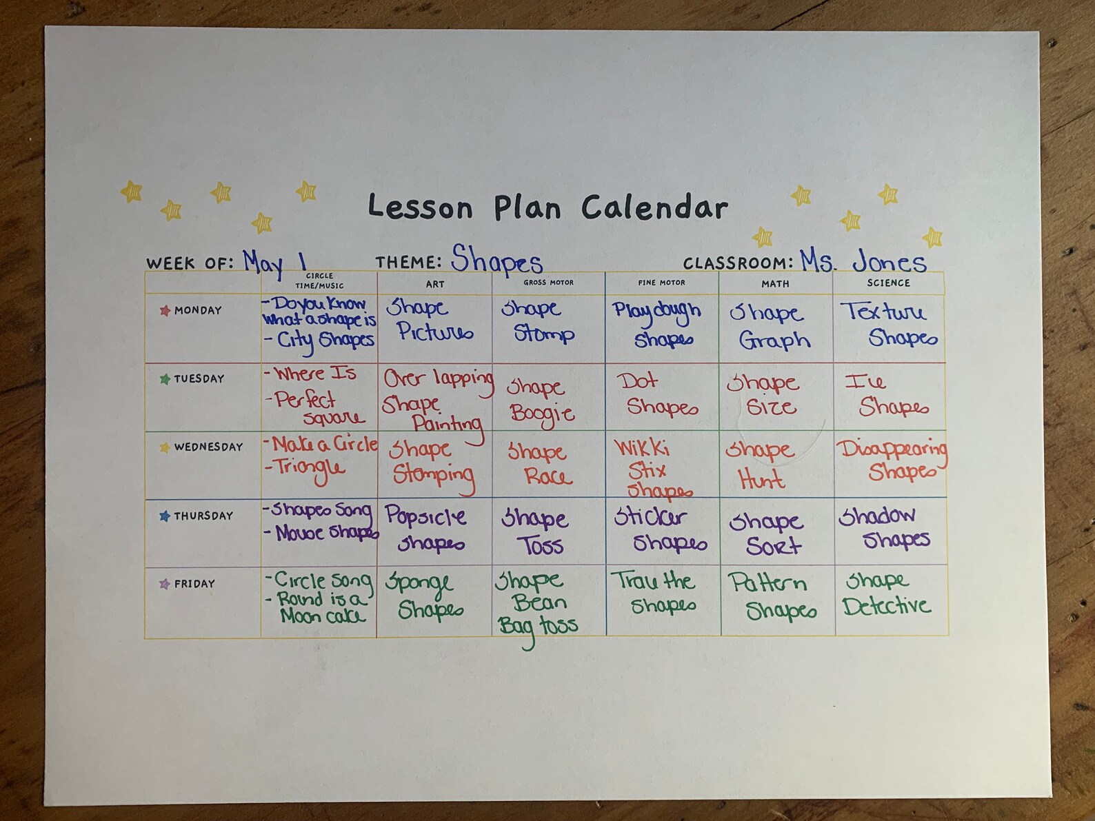 Stars Lesson Plan Template, Weekly Planner, Editable PDF, Canva ...