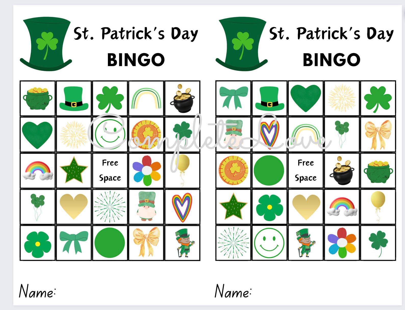St. Patrick's Day Bingo, Printable PDF, 10 Different BINGO Cards ...