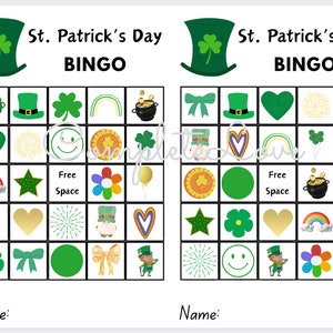 St. Patrick's Day Bingo, Printable PDF, 10 Different BINGO Cards ...