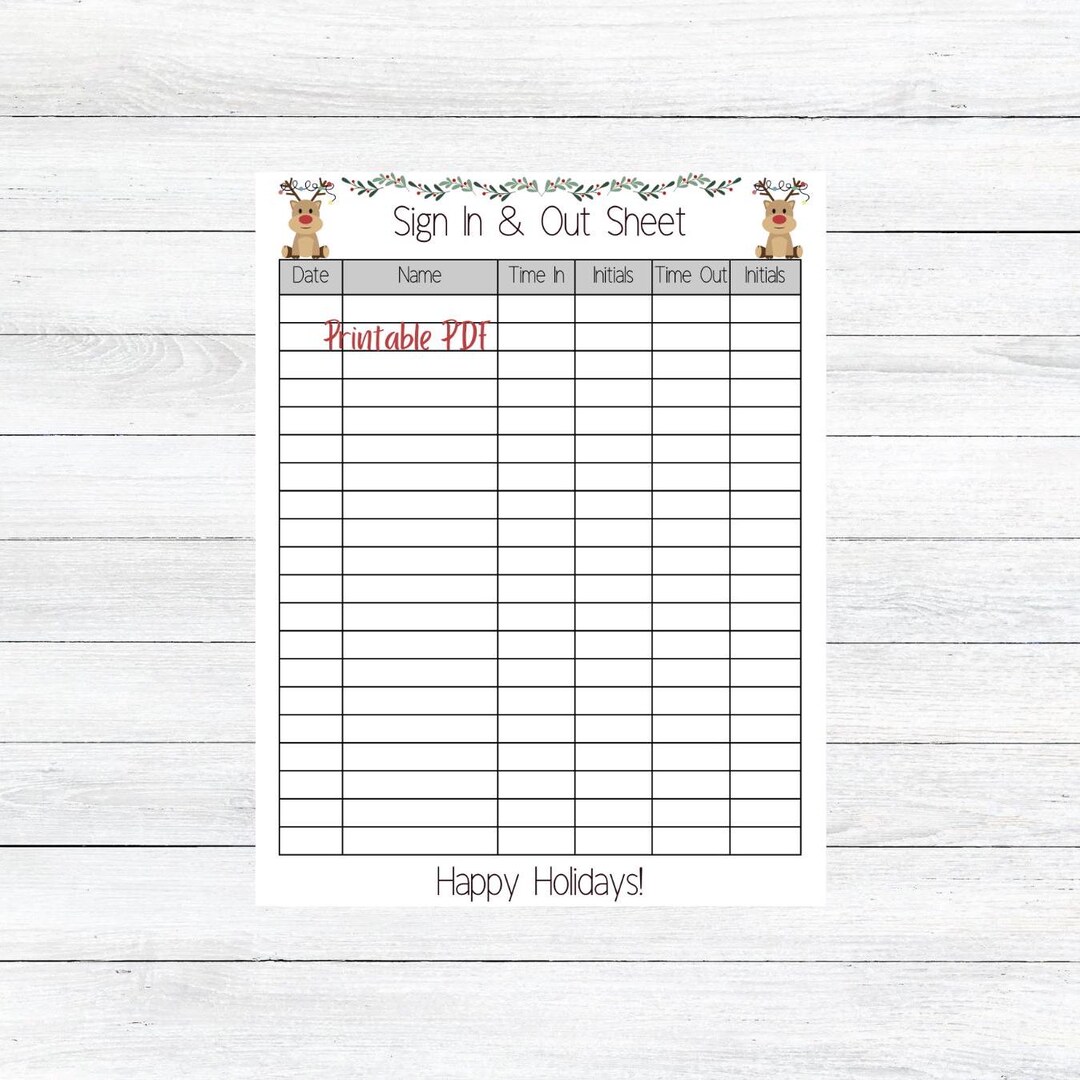 Daily Parent Sign in and Out Form. Perfect for Daycare, Preschool ...