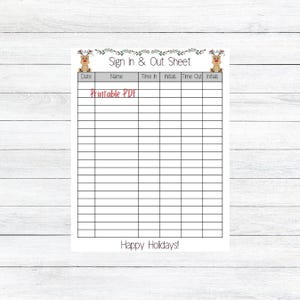 Daily Parent Sign in and Out Form. Perfect for Daycare, Preschool ...