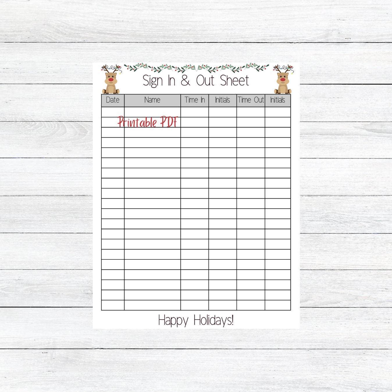 Daily Parent Sign in and Out Form. Perfect for Daycare, Preschool ...