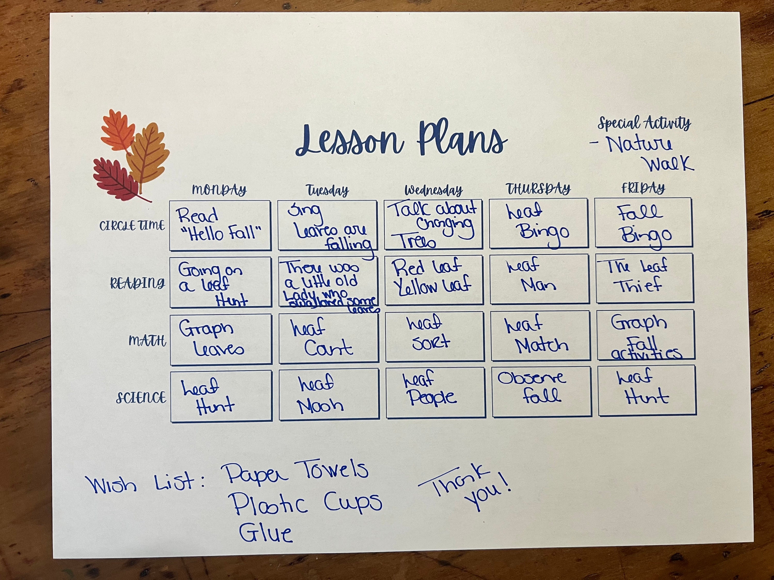 Fall Leaves Lesson Plan Template: Weekly Planner, Editable PDF & Canva ...