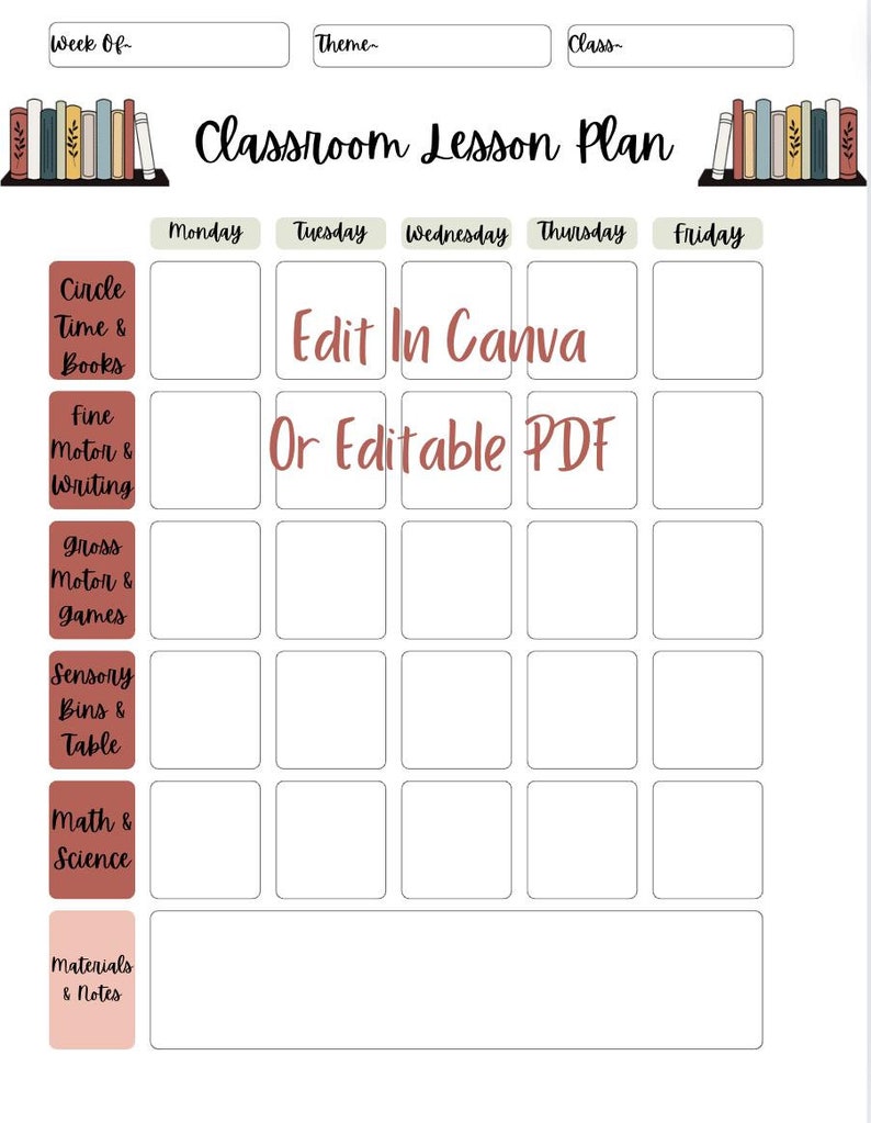 Daycare/preschool/pre~k/kindergarten/elementary Lesson Plan Template ...