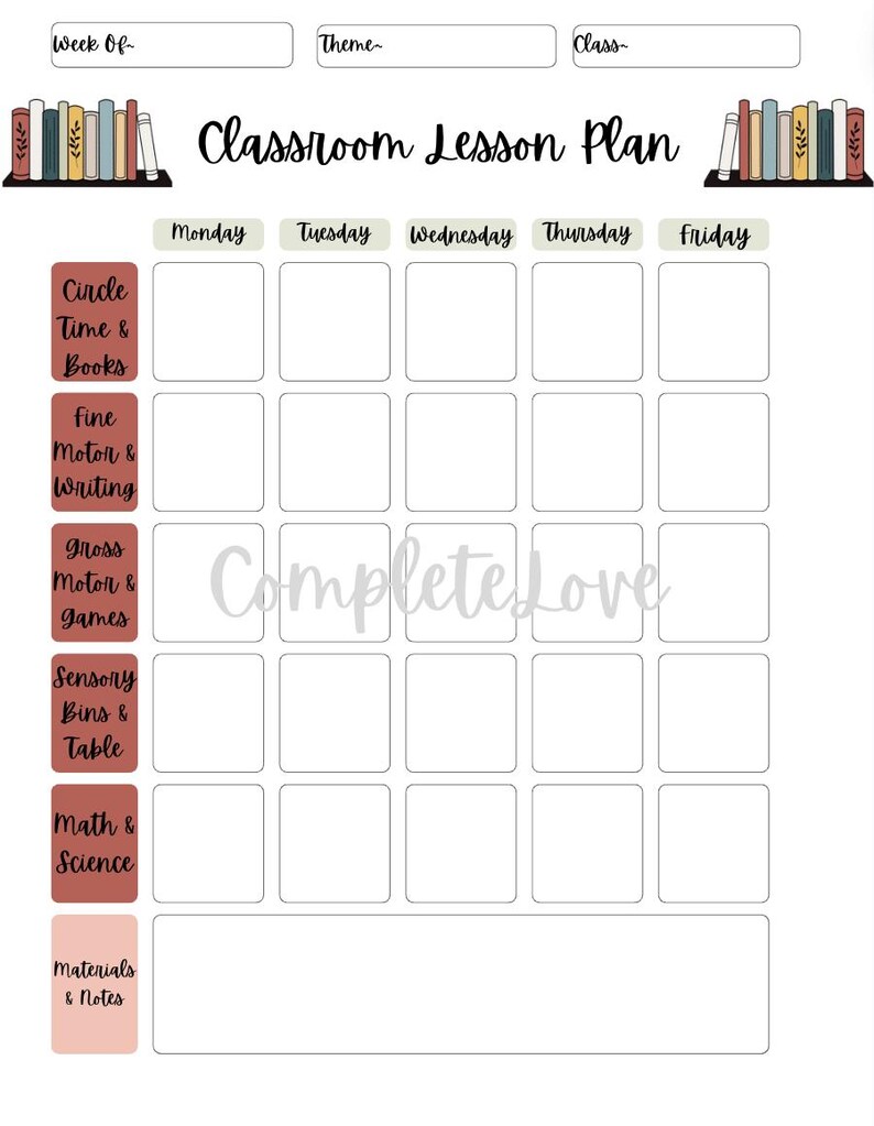 Daycare/preschool/pre~k/kindergarten/elementary Lesson Plan Template ...
