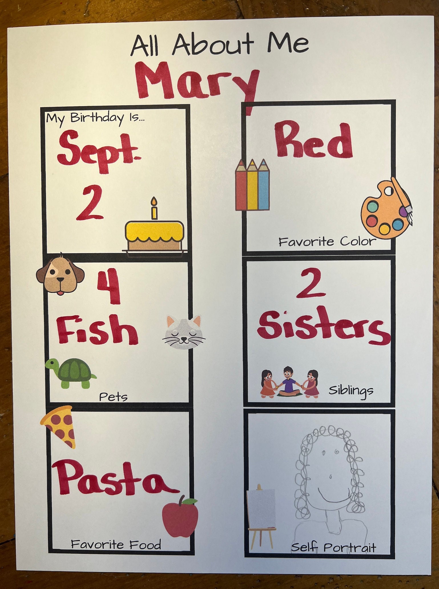 Daycare, Preschool, Elementary "all About Me" Activity Sheet, Great ...