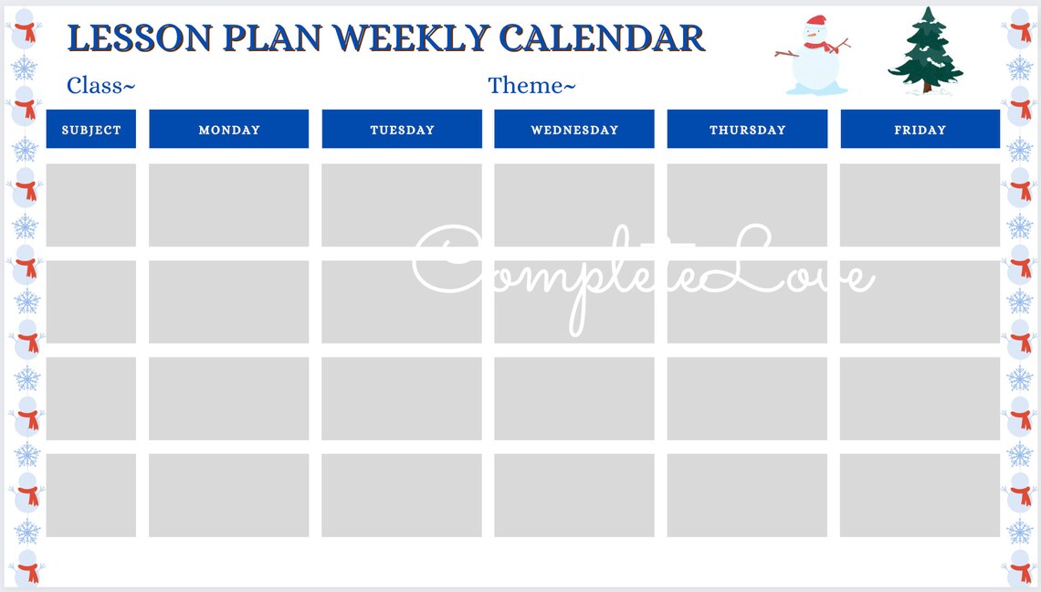 Daycare/preschool/prek/kindergarten/elementary Lesson Plan Template ...