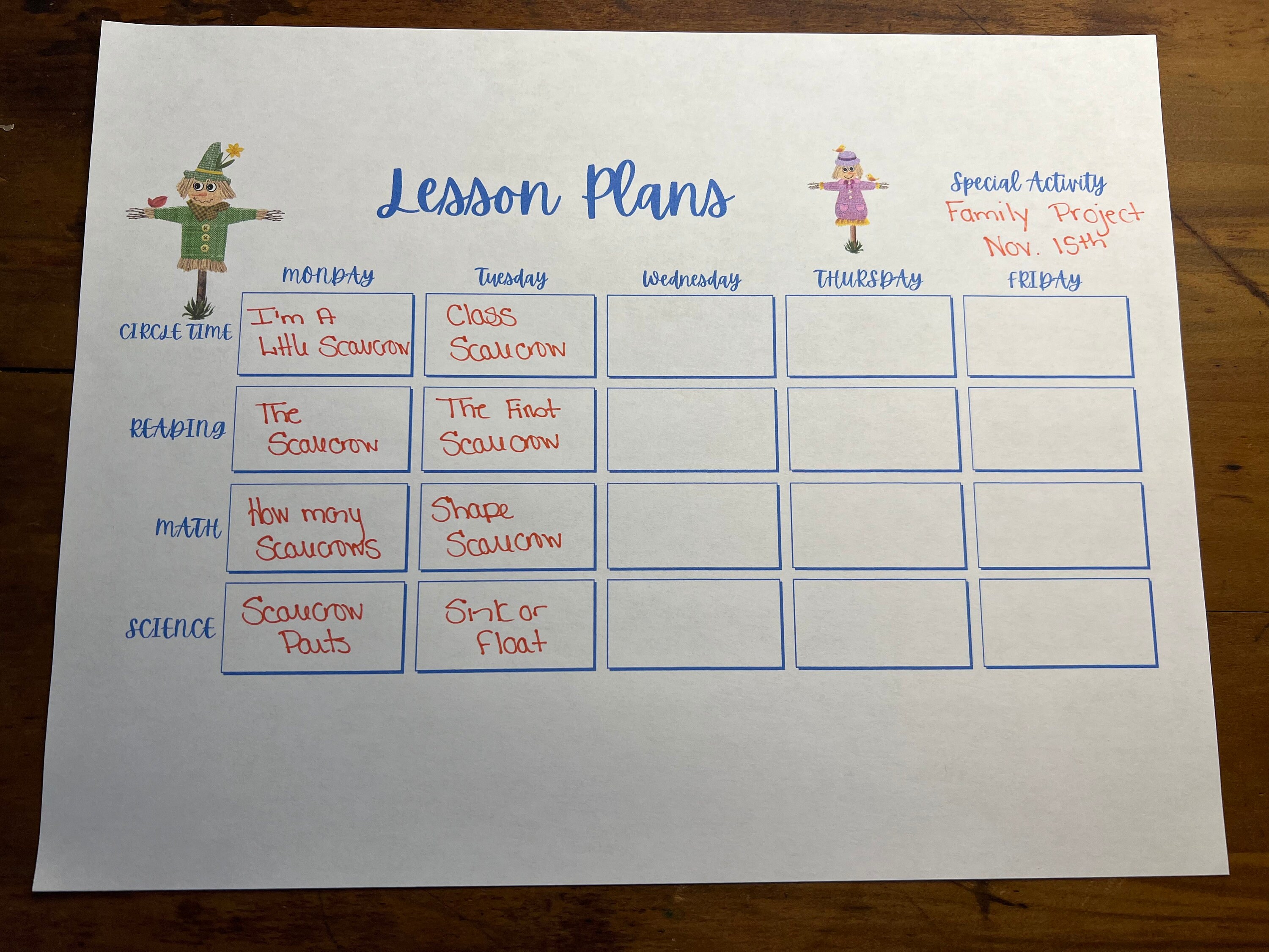 Daycare/preschool/prek/kindergarten/elementary Lesson Plan Template ...