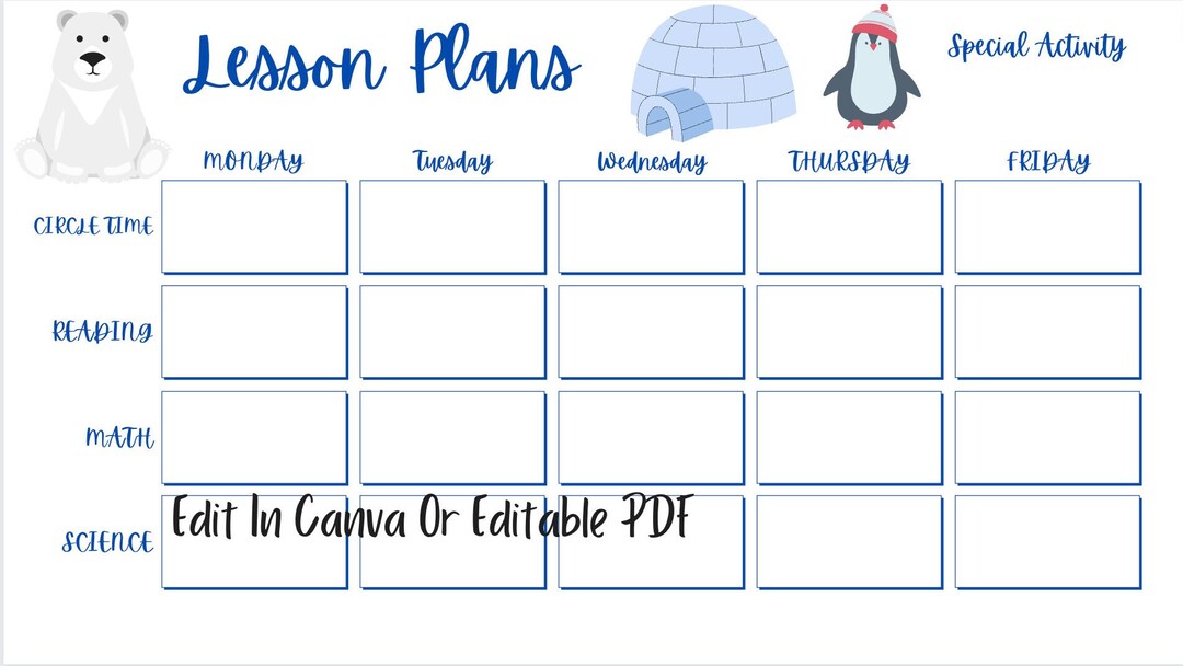 Daycare/preschool/prek/kindergarten/elementary Lesson Plan Template ...