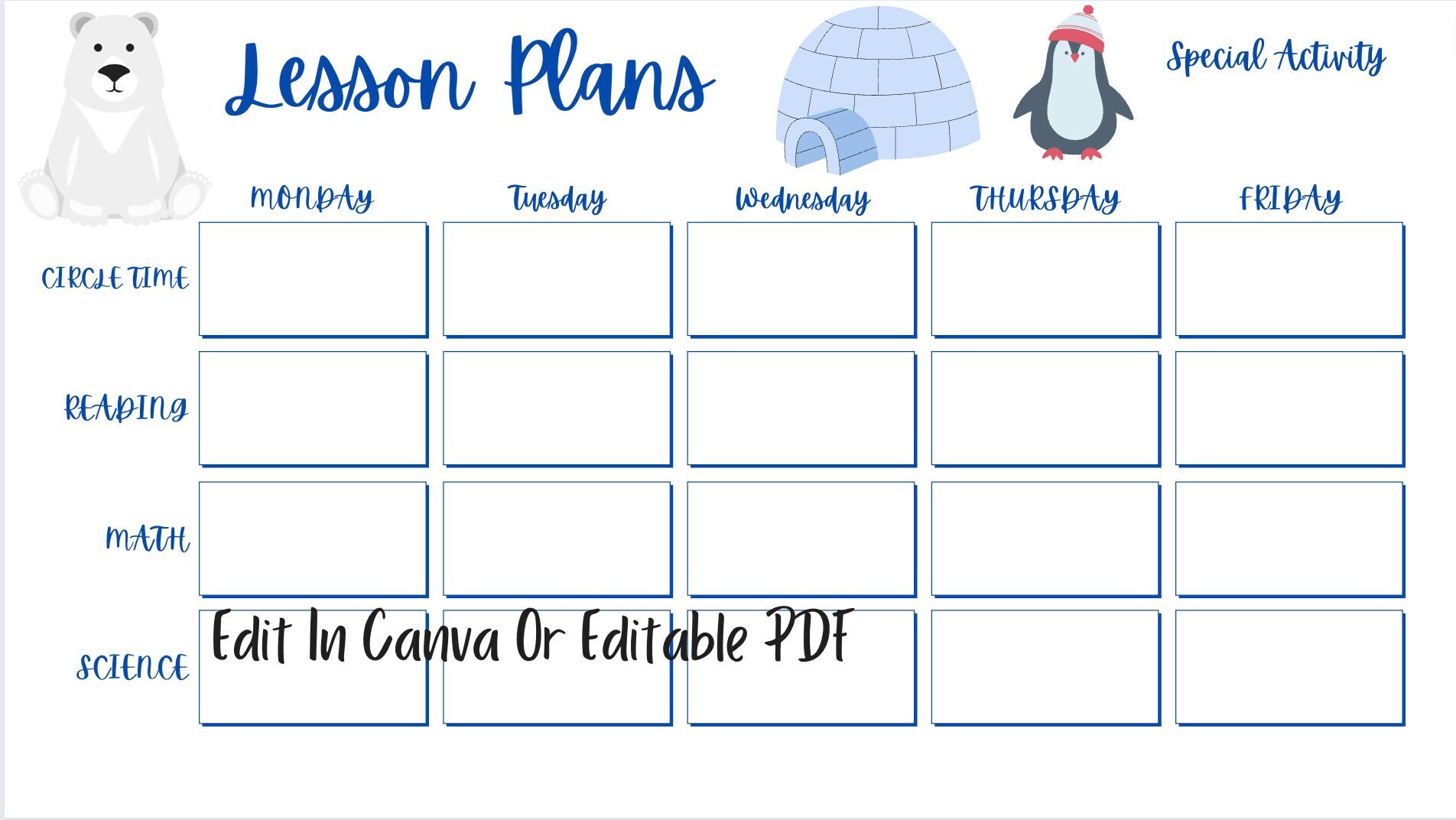 Daycare/preschool/pre~k/kindergarten/elementary Lesson Plan Template ...