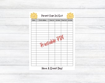 Daily Parent Sign in and Out Form. Perfect for Daycare, Preschool ...