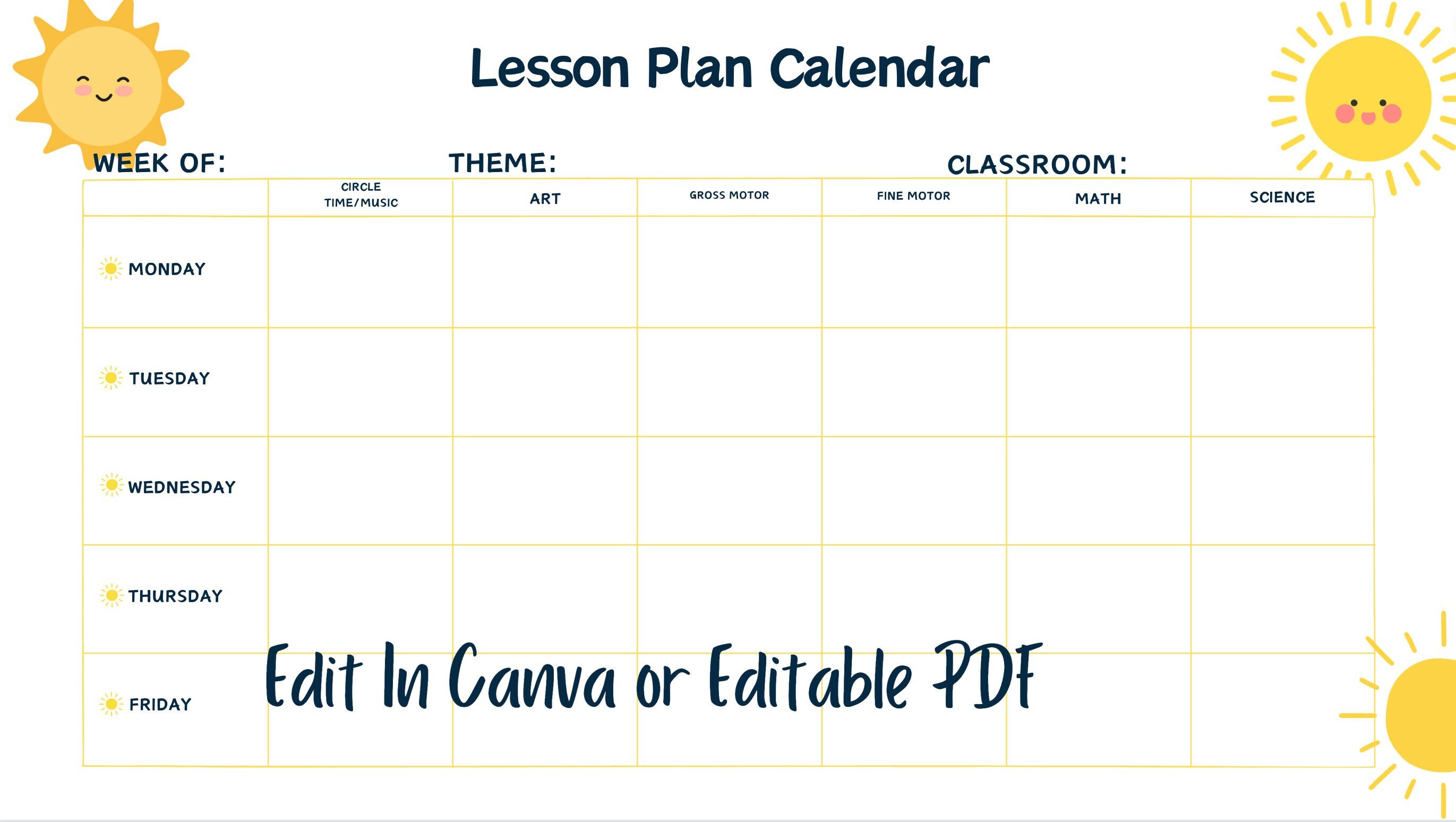 Daycare/preschool/prek/kindergarten/elementary Lesson Plan Template ...