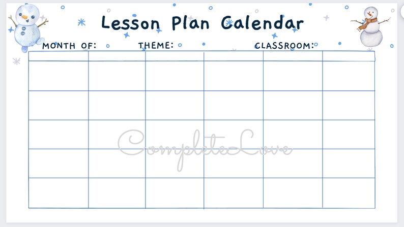 Daycare/preschool/prek/kindergarten/elementary Lesson Plan Template ...