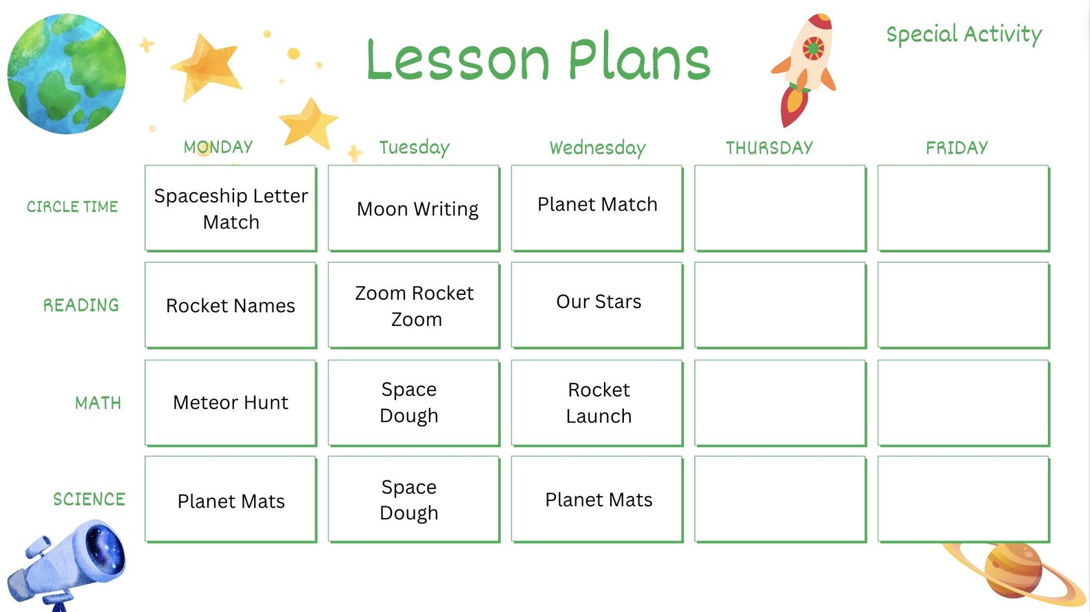 Daycare/preschool/pre~k/kindergarten/elementary Lesson Plan Template ...