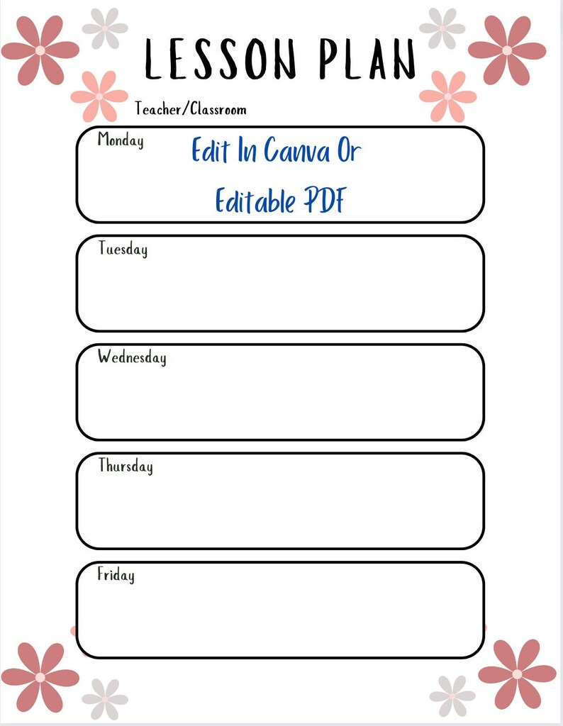 Daycare/preschool/pre~k/kindergarten/elementary Lesson Plan Template ...