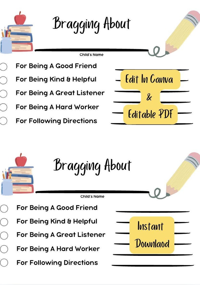 Teacher Brag Note, Teacher Printable, School Communication, Daycare ...