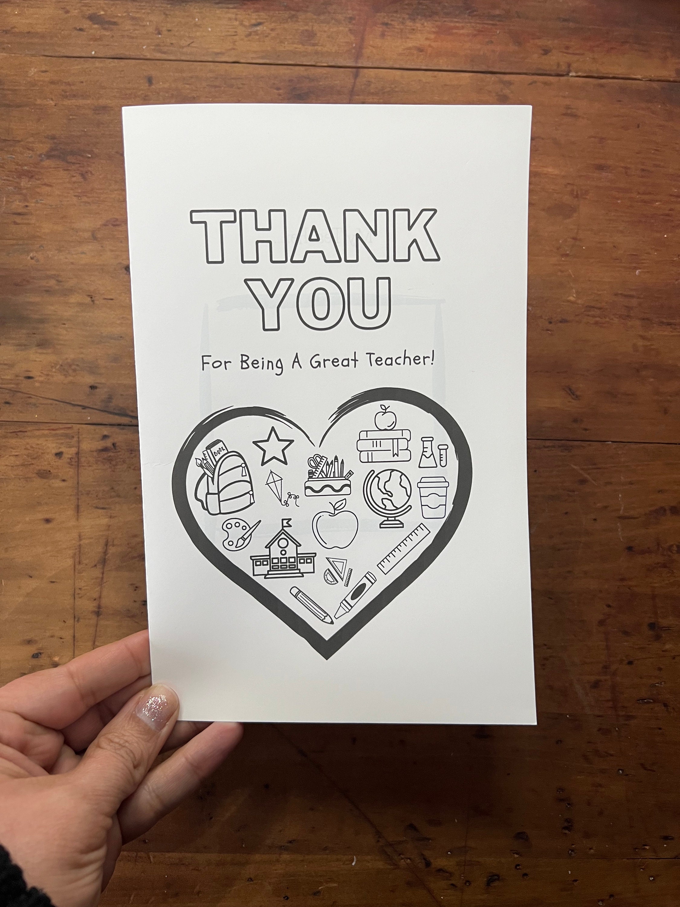Color Your Own Teacher Thank You Card, Teacher Appreciation Card, End ...