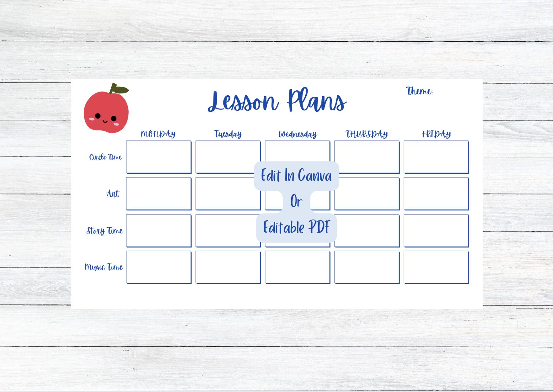 Daycare/preschool/pre~k/kindergarten/elementary Lesson Plan Template ...