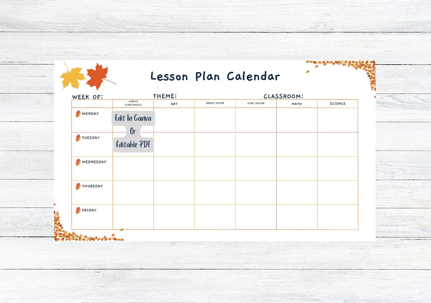 Daycare/preschool/pre~k/kindergarten/elementary Lesson Plan Template ...