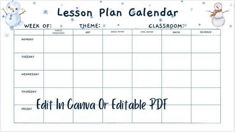 Daycare/preschool/pre~k/kindergarten/elementary Lesson Plan Template ...