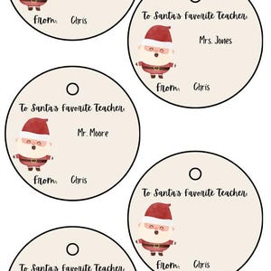 Santa's Favorite Teacher Gift Tags - Printable Canva Template (PDF) - Etsy