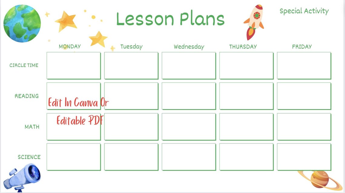 Daycare/preschool/prek/kindergarten/elementary Lesson Plan Template ...