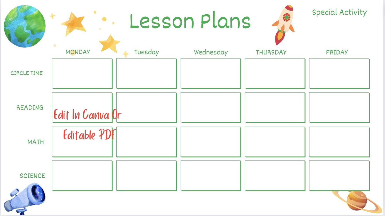 Daycare/preschool/prek/kindergarten/elementary Lesson Plan Template ...