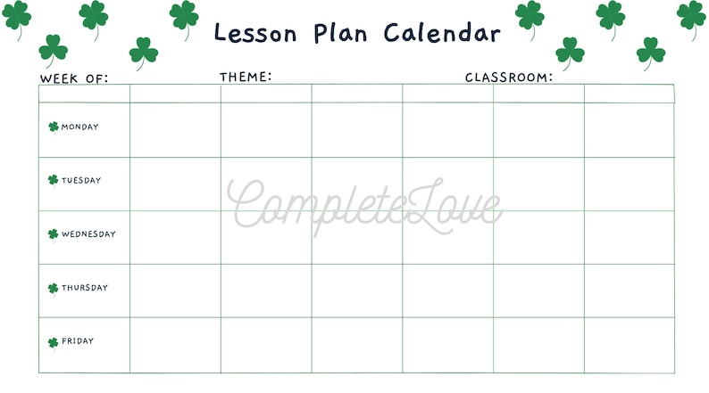 Daycare/preschool/pre~k/kindergarten/elementary Lesson Plan Template ...