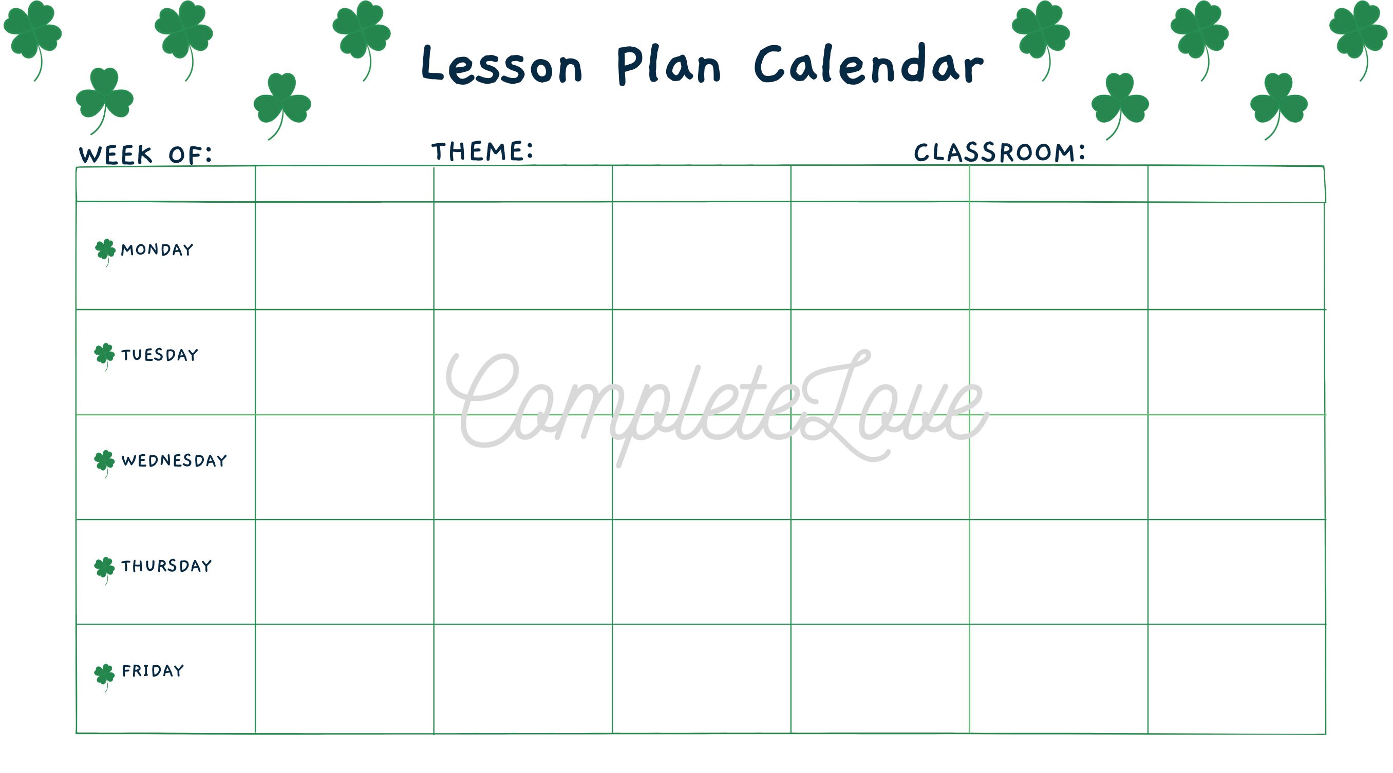 Daycare/preschool/pre~k/kindergarten/elementary Lesson Plan Template ...