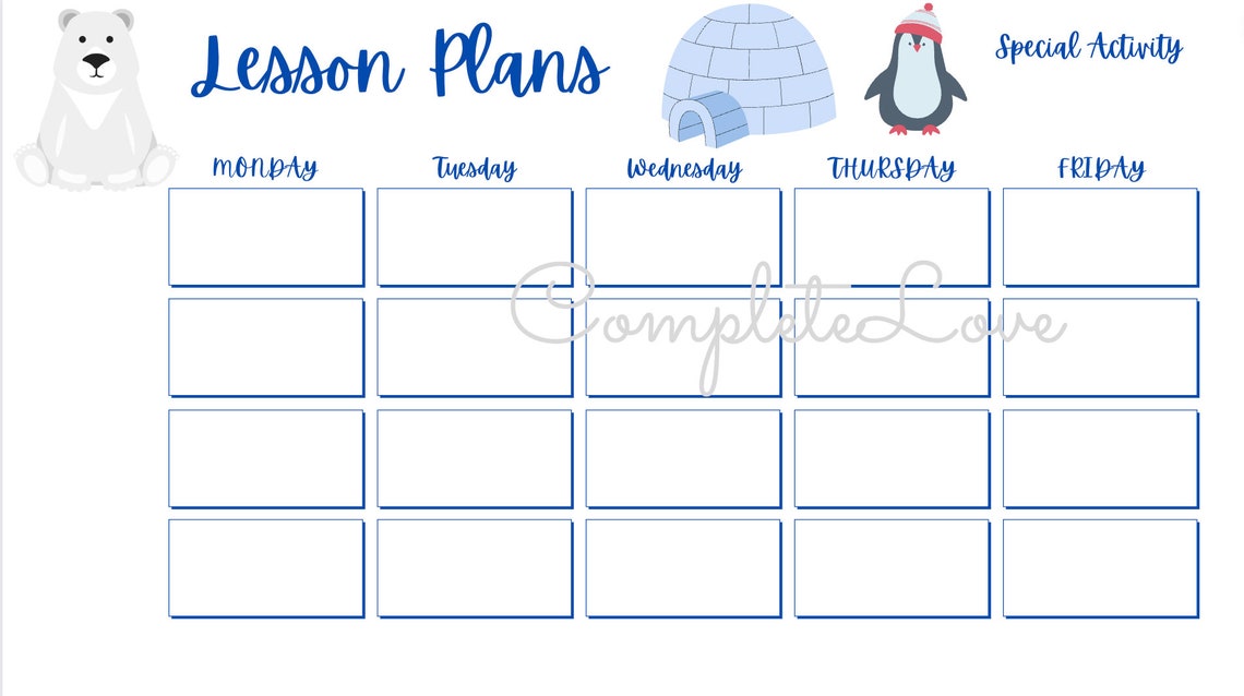 Daycare/preschool/prek/kindergarten/elementary Lesson Plan Template ...