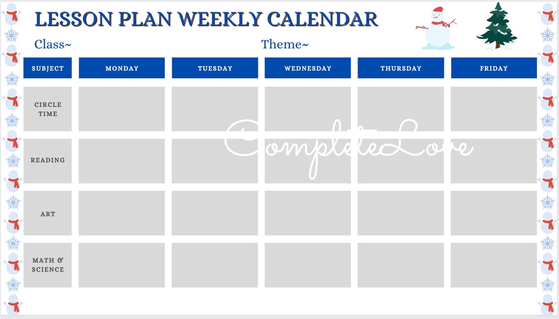 Daycare/preschool/prek/kindergarten/elementary Lesson Plan Template ...