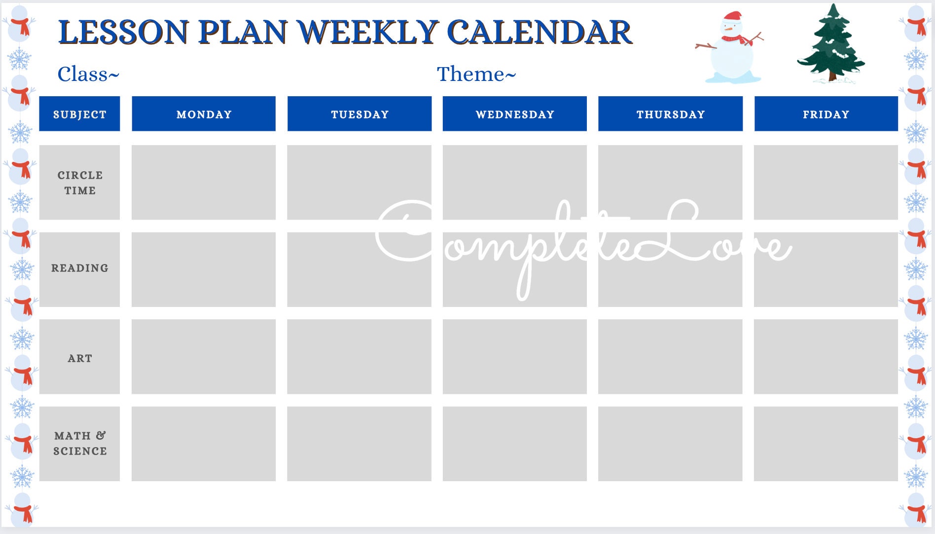 Daycare/preschool/prek/kindergarten/elementary Lesson Plan Template ...