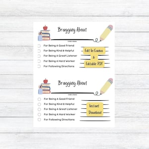 Teacher Brag Note, Teacher Printable, School Communication, Daycare ...