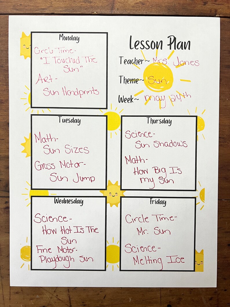 Daycare/preschool/prek/kindergarten/elementary Lesson Plan Template ...