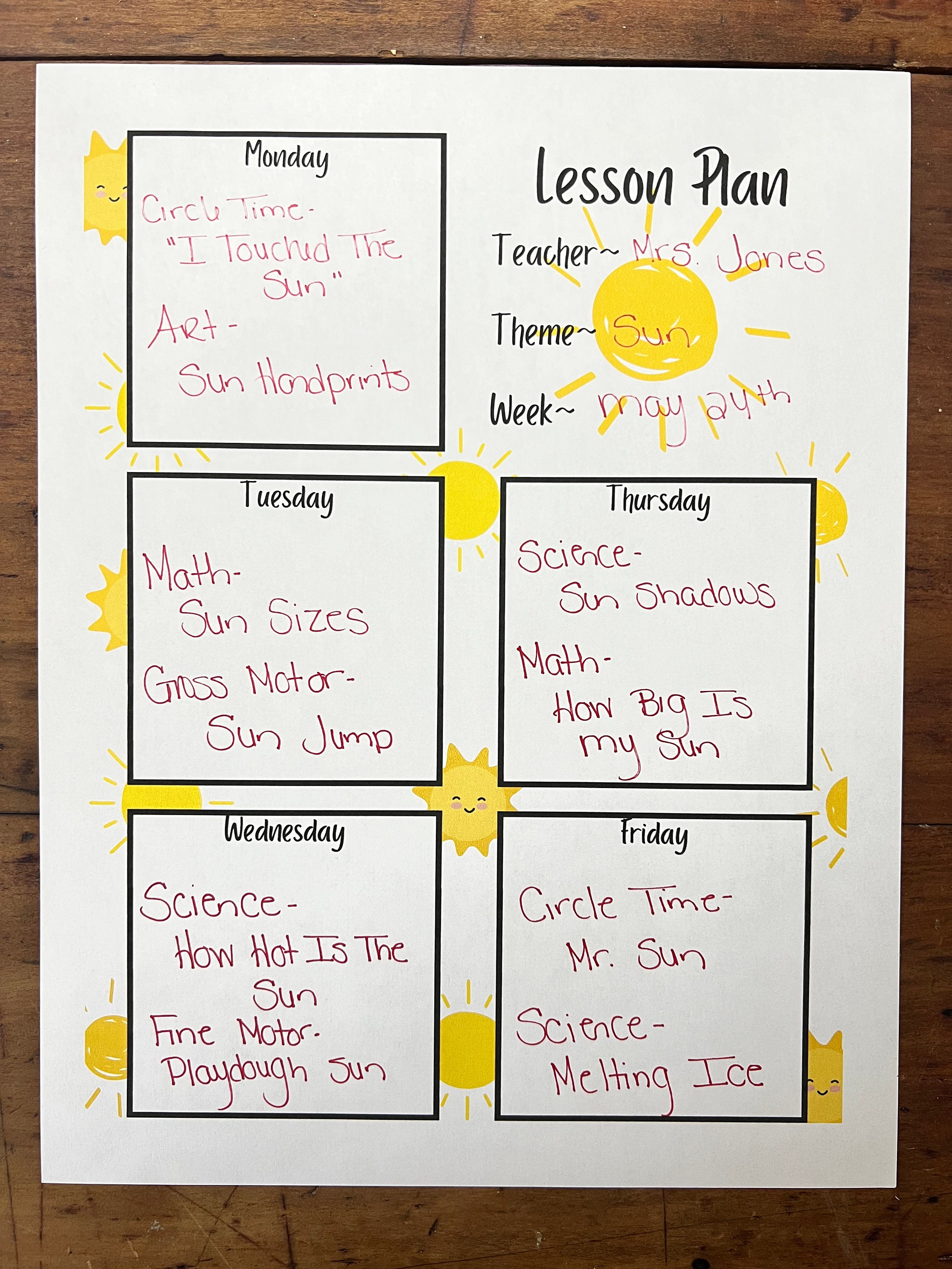 Daycare/preschool/pre~k/kindergarten/elementary Lesson Plan Template ...