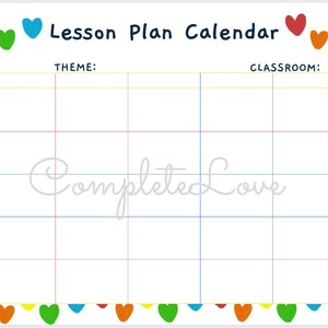 Rainbow Hearts Lesson Plan Template: Weekly Planner (canva & PDF) - Etsy