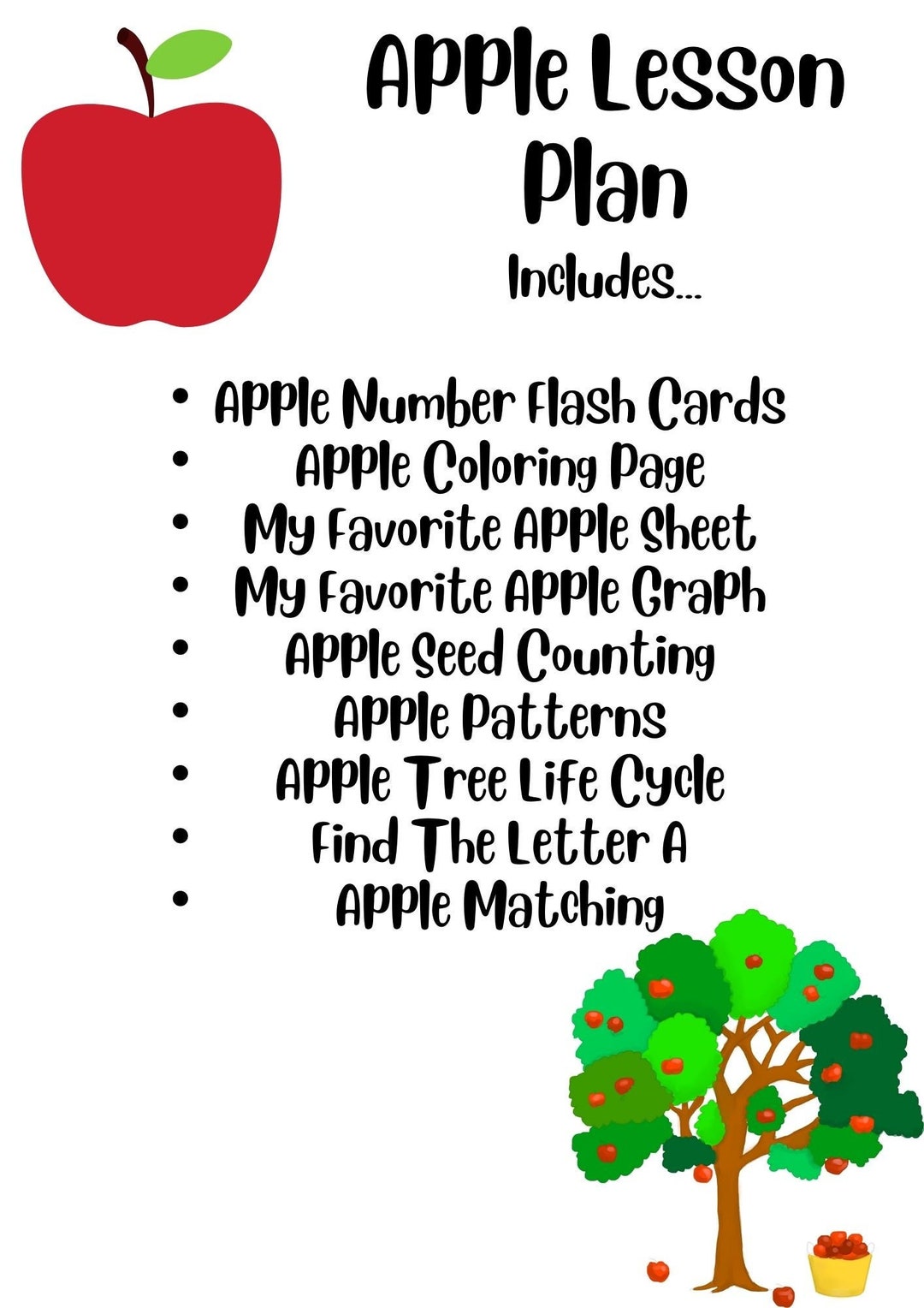 Educational Apple Activity Sheets, 9 Different Daycare, Preschool ...