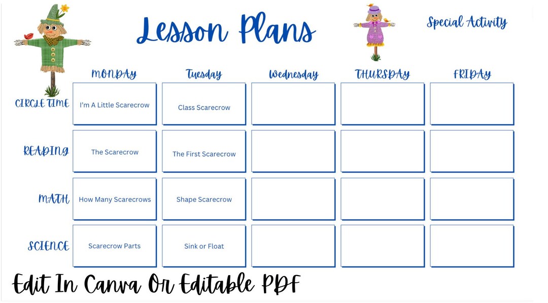 Daycare/preschool/prek/kindergarten/elementary Lesson Plan Template ...