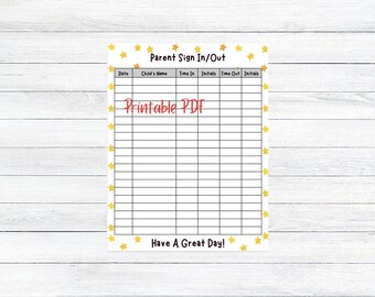 Daily Parent Sign in and Out Form. Perfect for Daycare, Preschool ...