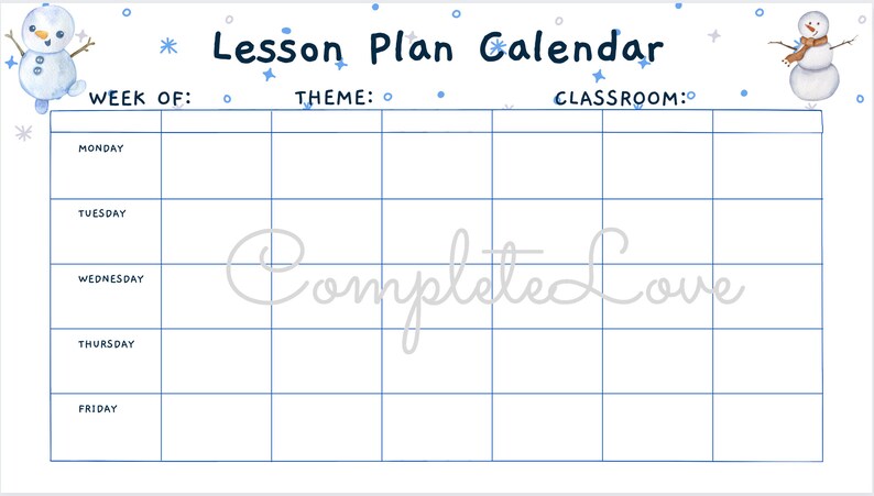 Daycare/preschool/pre~k/kindergarten/elementary Lesson Plan Template ...
