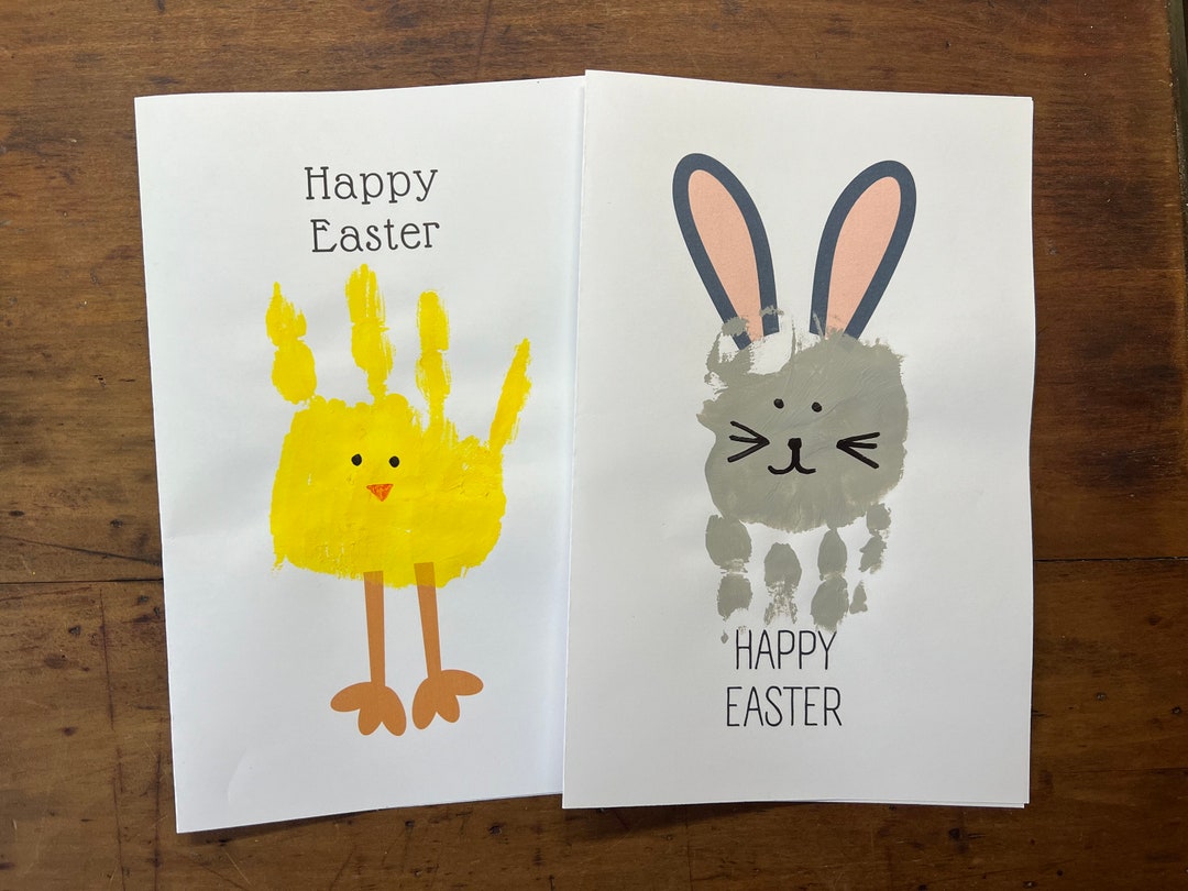 Handprint Easter Card Craft, Bunny & Baby Chick, Perfect Activity for ...