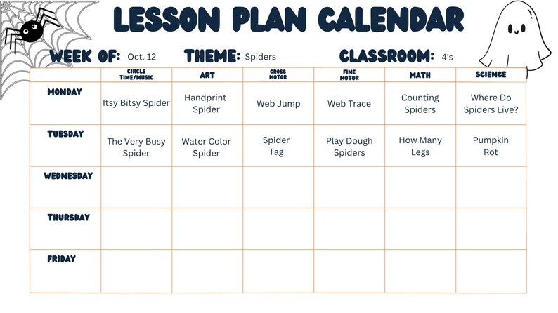 Daycare/preschool/pre~k/kindergarten/elementary Lesson Plan Template ...
