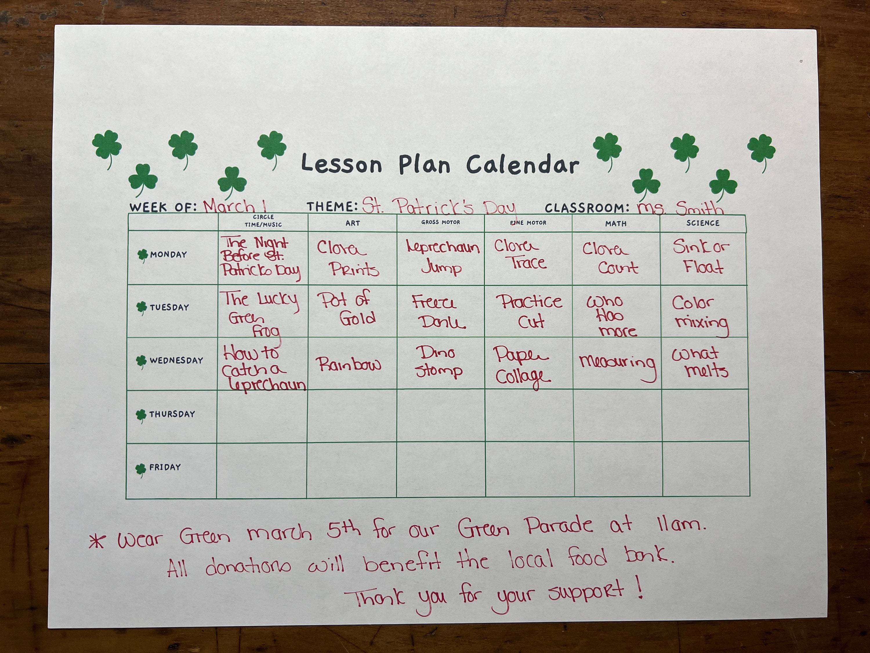 Daycare/preschool/pre~k/kindergarten/elementary Lesson Plan Template ...