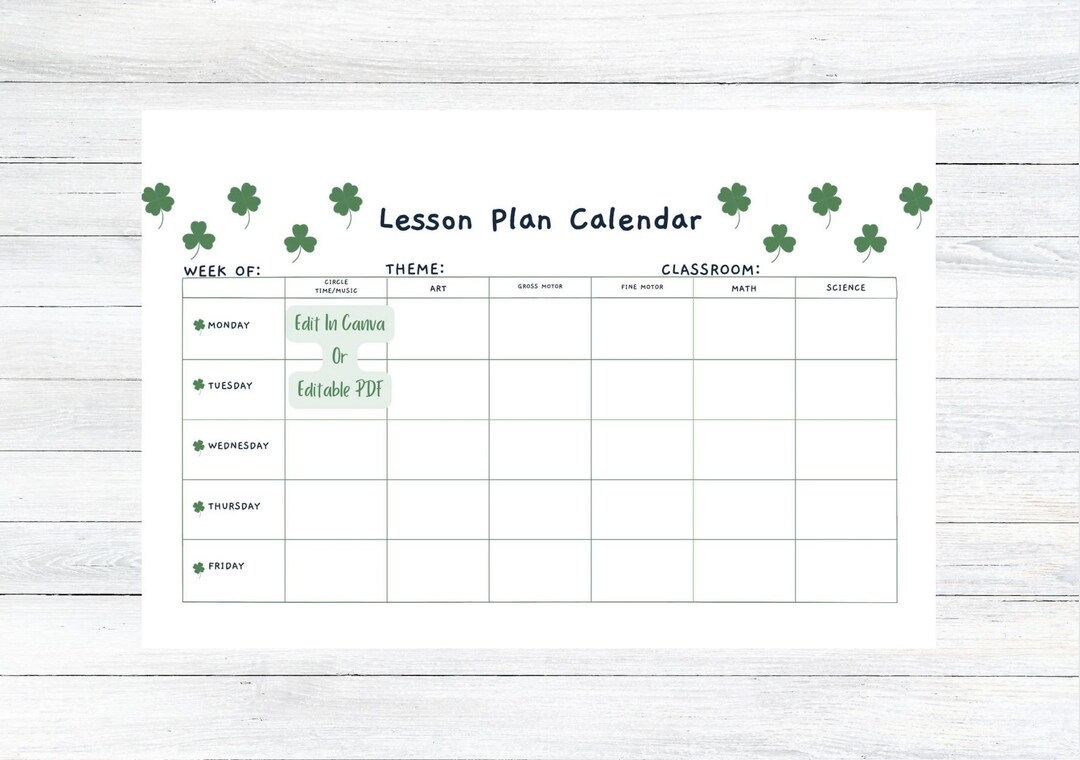 Daycare/preschool/pre~k/kindergarten/elementary Lesson Plan Template ...